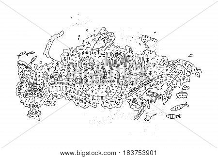 Cartoon Map Russia. Vector & Photo (Free Trial) | Bigstock