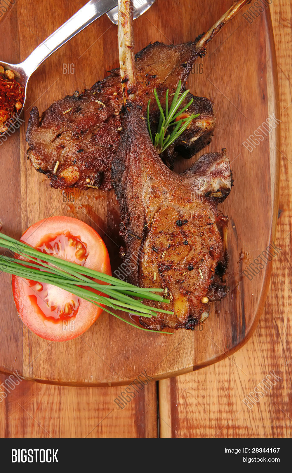 Meat On Wooden Plate Image & Photo (Free Trial) | Bigstock