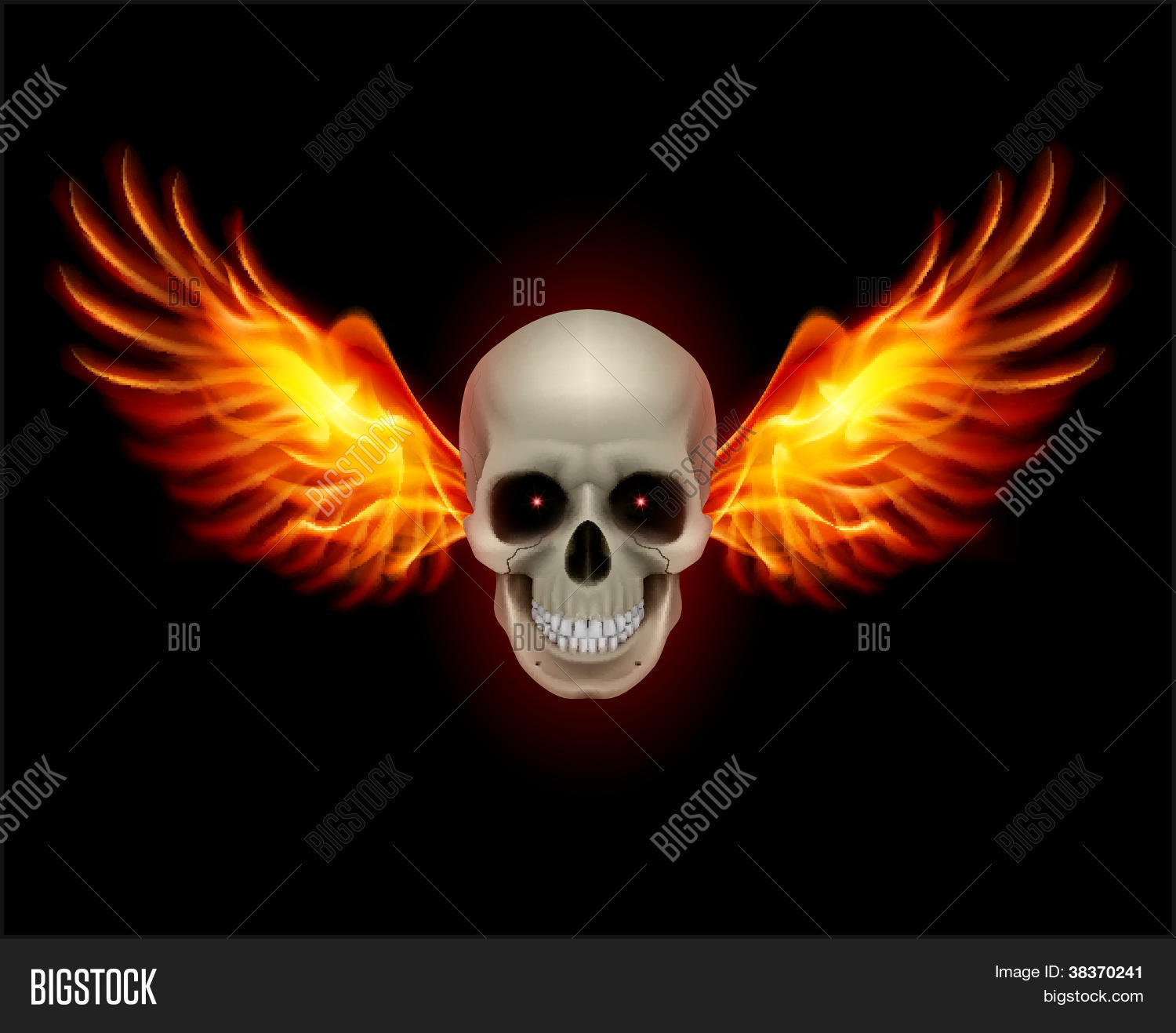 Skull Fire Wings Vector & Photo (Free Trial) | Bigstock