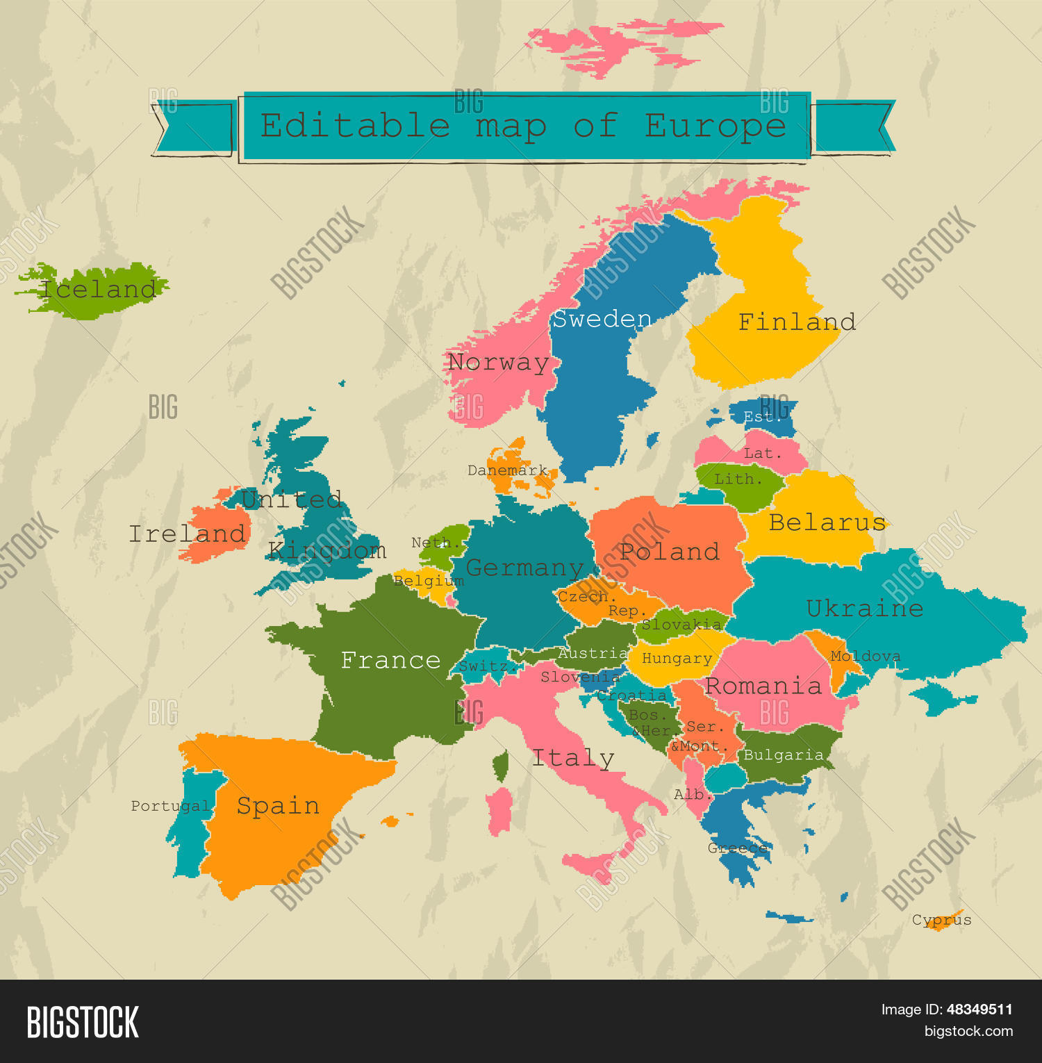 Editable Map Europe Vector & Photo (Free Trial) | Bigstock