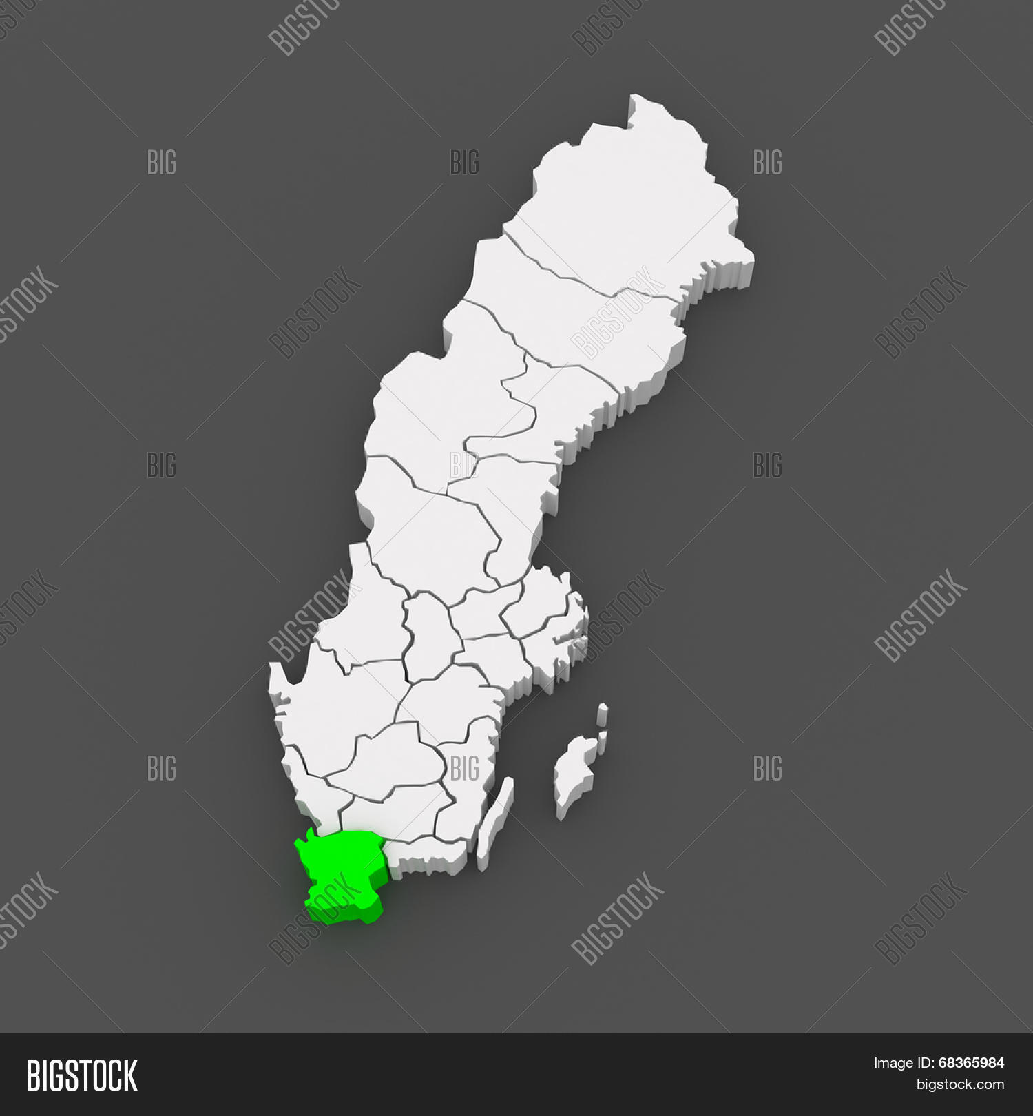 Map Skane. Sweden. 3d Image & Photo (Free Trial) | Bigstock