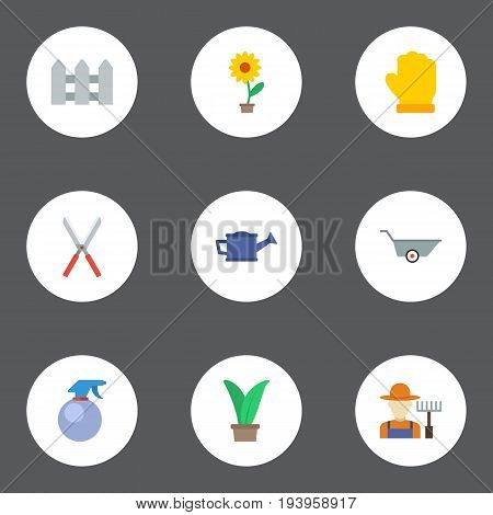 Vector y foto Flat Icons Grower, (prueba gratis) | Bigstock