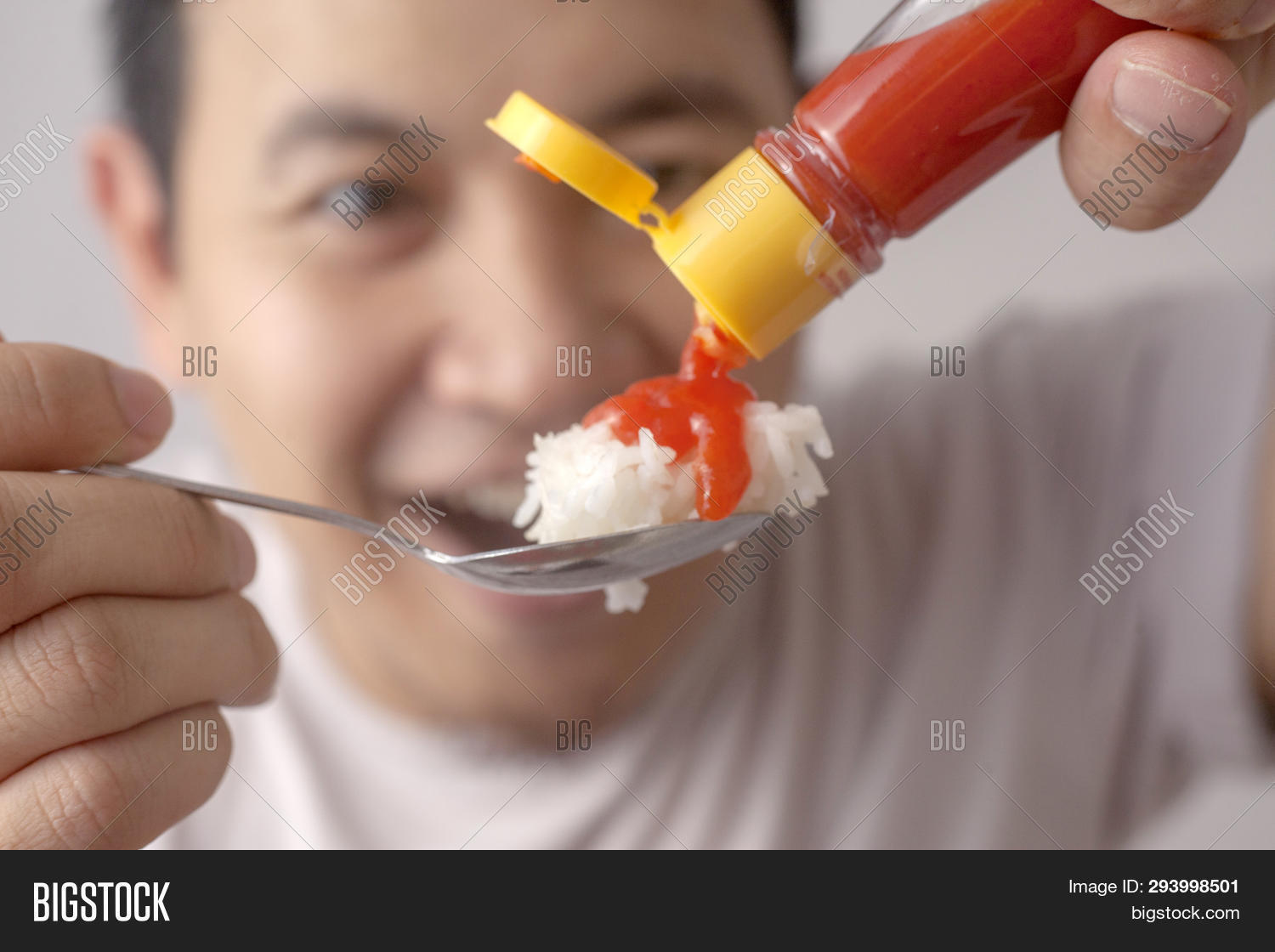 Asian Man Eating Rice Image And Photo Free Trial Bigstock
