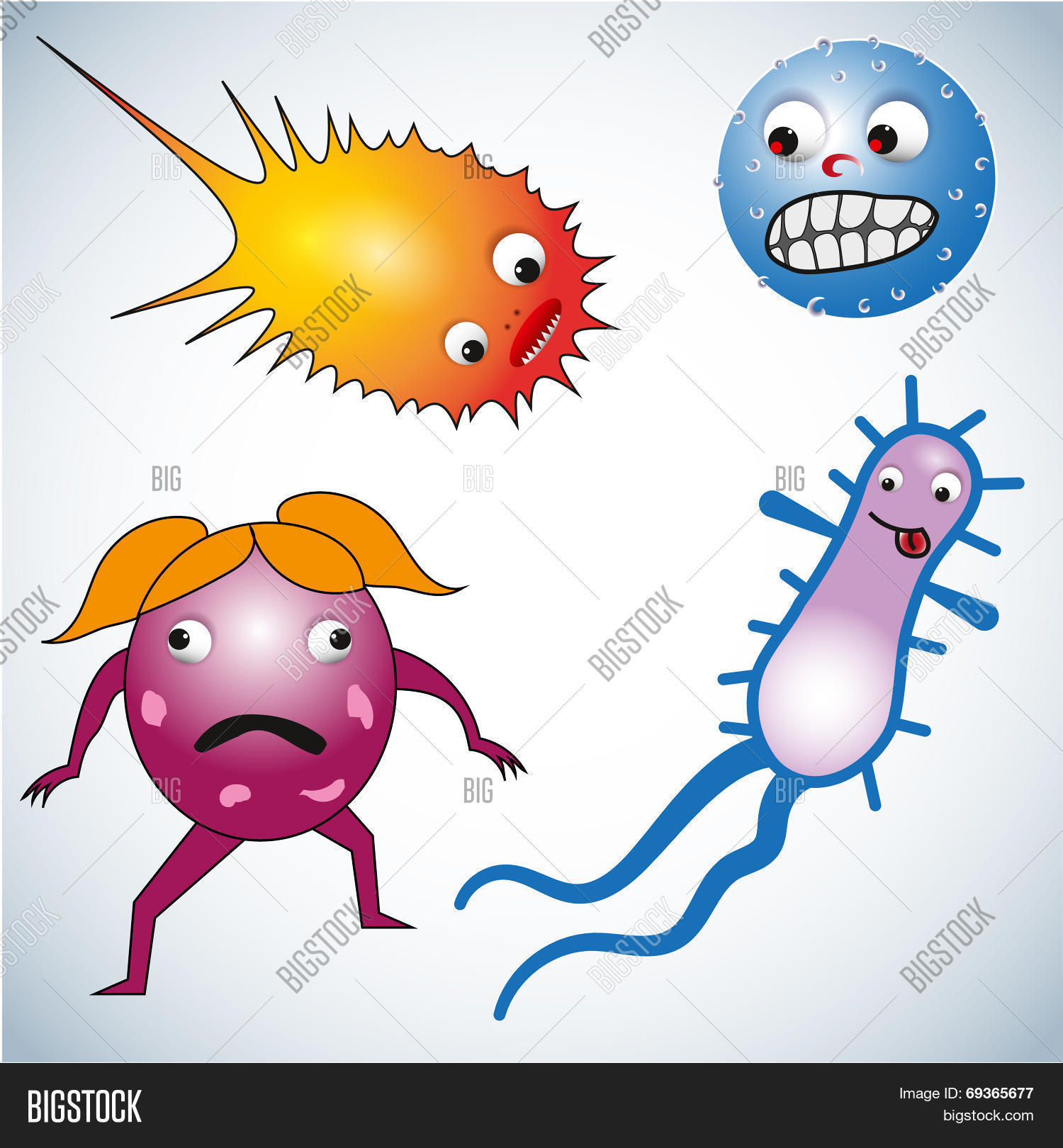 Set Cartoon Bacteria Vector & Photo (Free Trial) | Bigstock