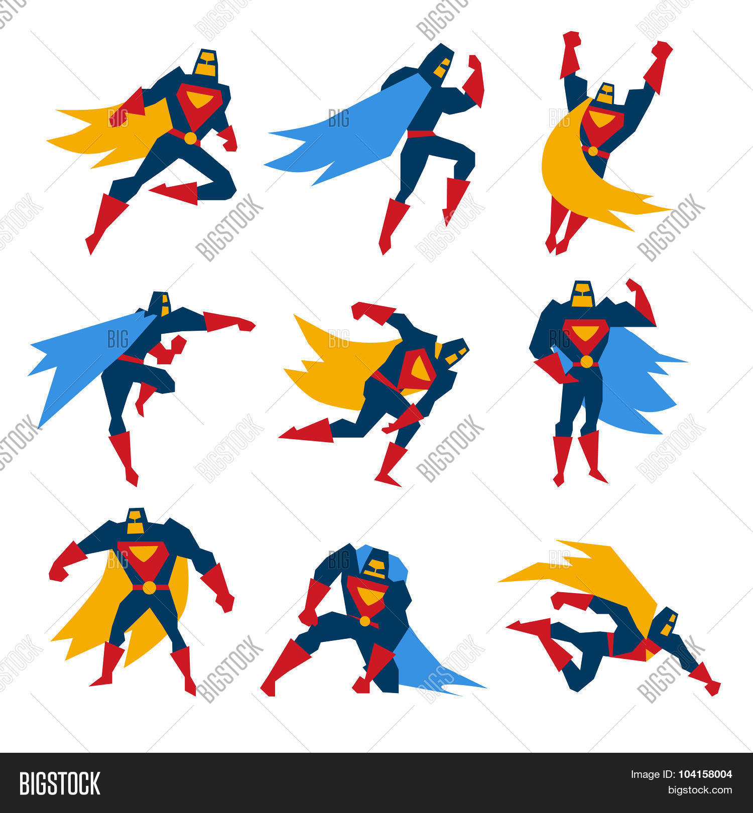 Superman Poses Set Vector & Photo (Free Trial) | Bigstock