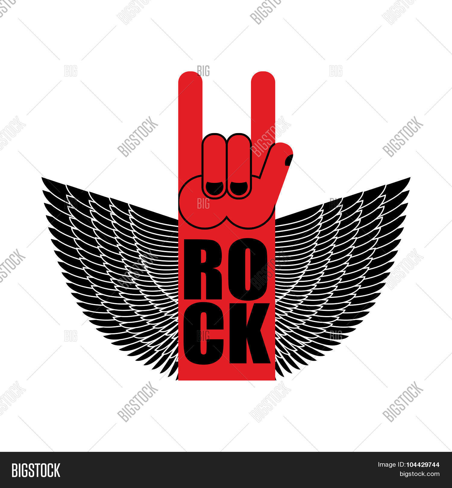 Rock Hand Sign Wings Vector & Photo (Free Trial) | Bigstock