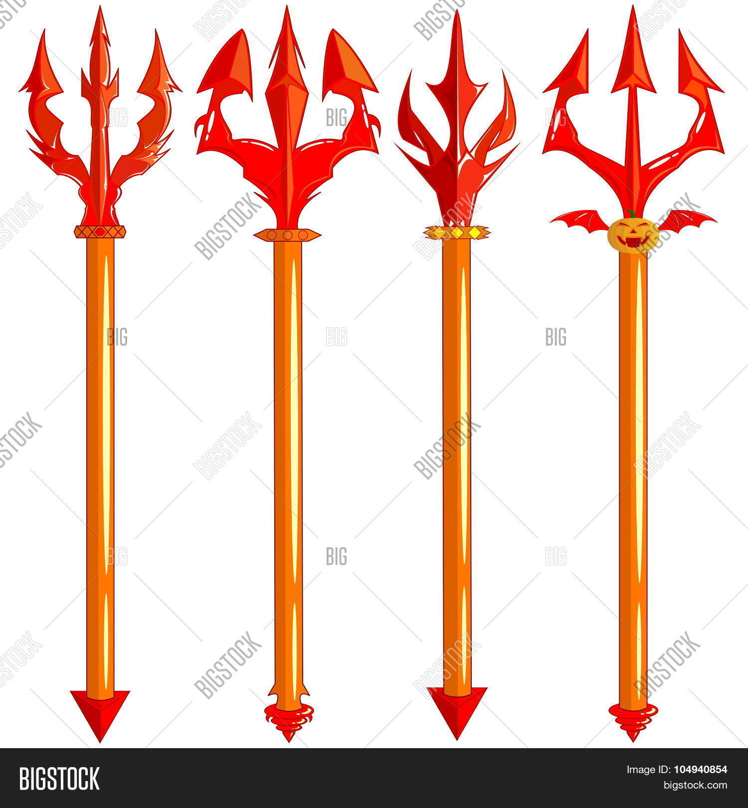 Red Trident Set Vector & Photo (Free Trial) | Bigstock