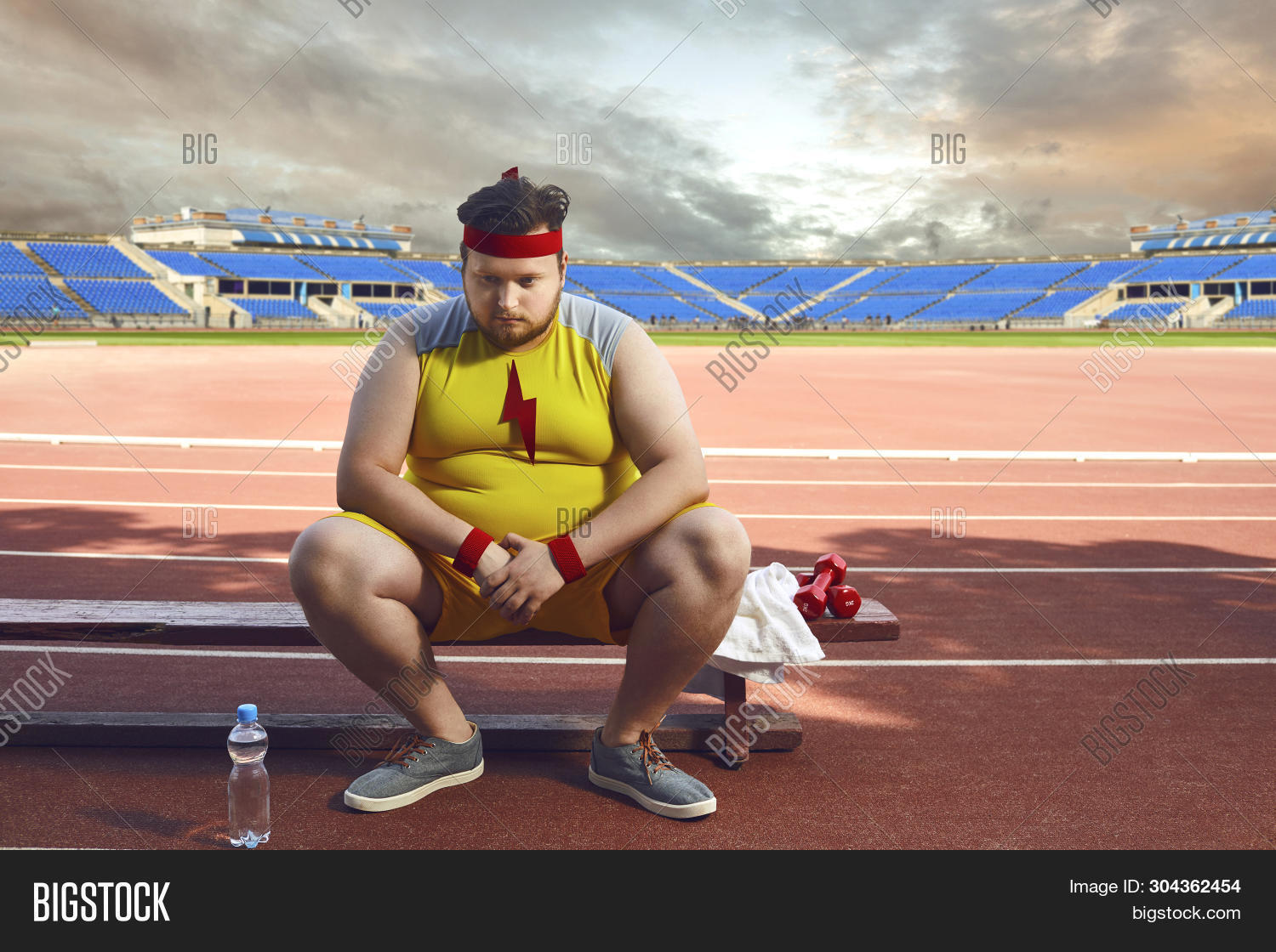 Fat Sad Man Sitting Image & Photo (Free Trial) | Bigstock