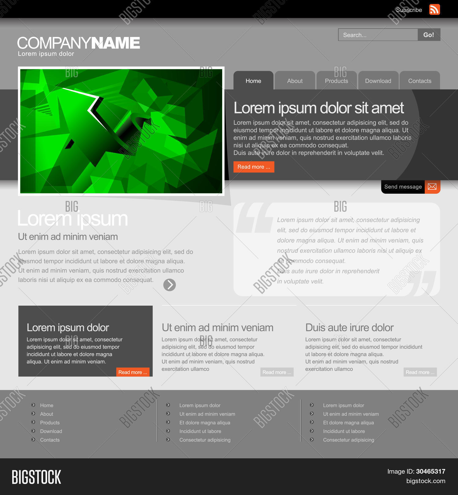 Gray Website Template Vector & Photo (Free Trial) | Bigstock