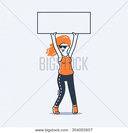 Girl Holding Sign Vector & Photo (Free Trial) | Bigstock