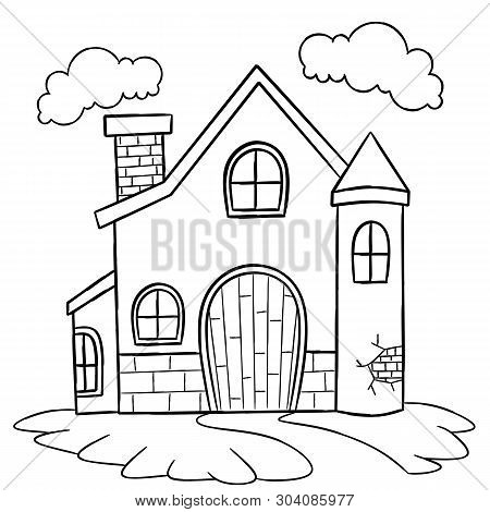 House Coloring Page Vector & Photo (Free Trial) | Bigstock