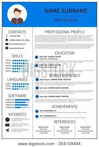 Resume Template Man. Vector & Photo (Free Trial) | Bigstock