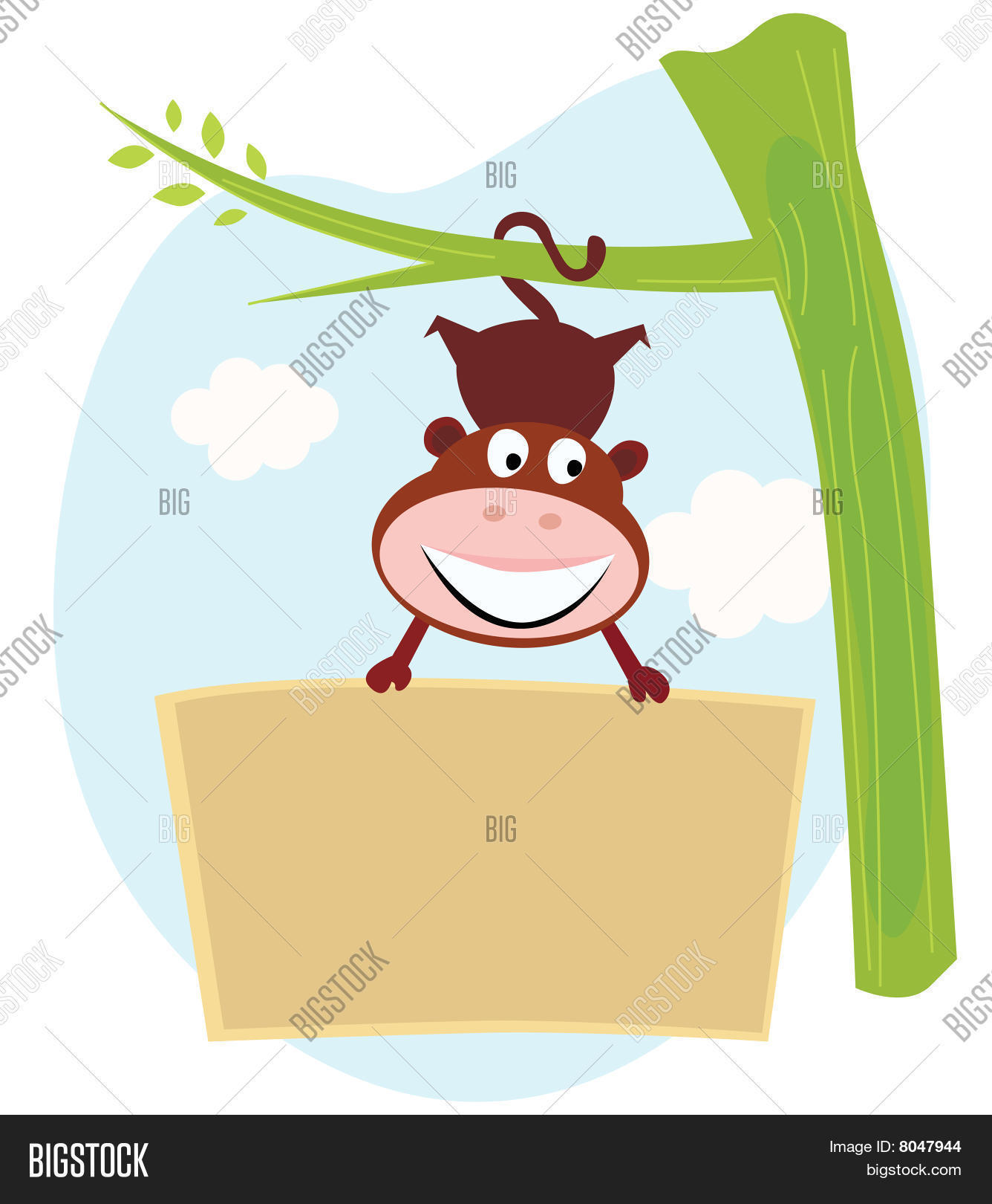 Cute Monkey Hanging Vector & Photo (Free Trial) | Bigstock