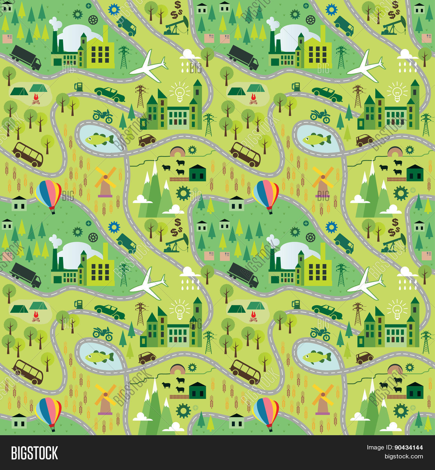 Cartoon Map Vector & Photo (Free Trial) | Bigstock