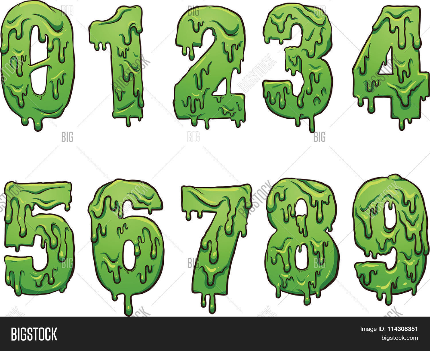 Slime Cartoon Numbers Vector & Photo (Free Trial) | Bigstock