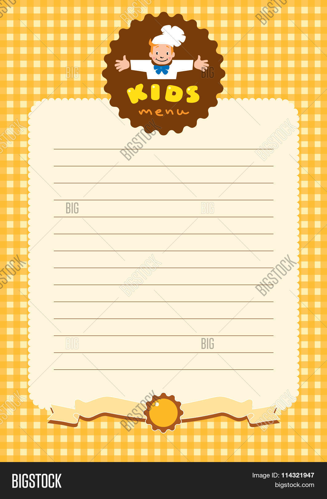 Blank Kids Menu Template