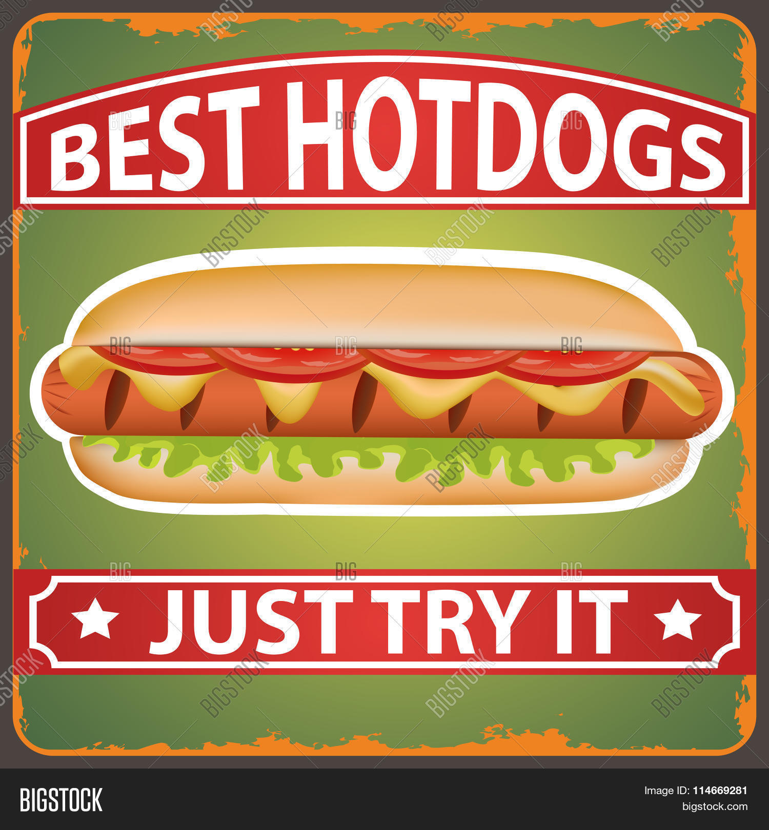 Hot Dog Retro Poster Vector & Photo (Free Trial) | Bigstock