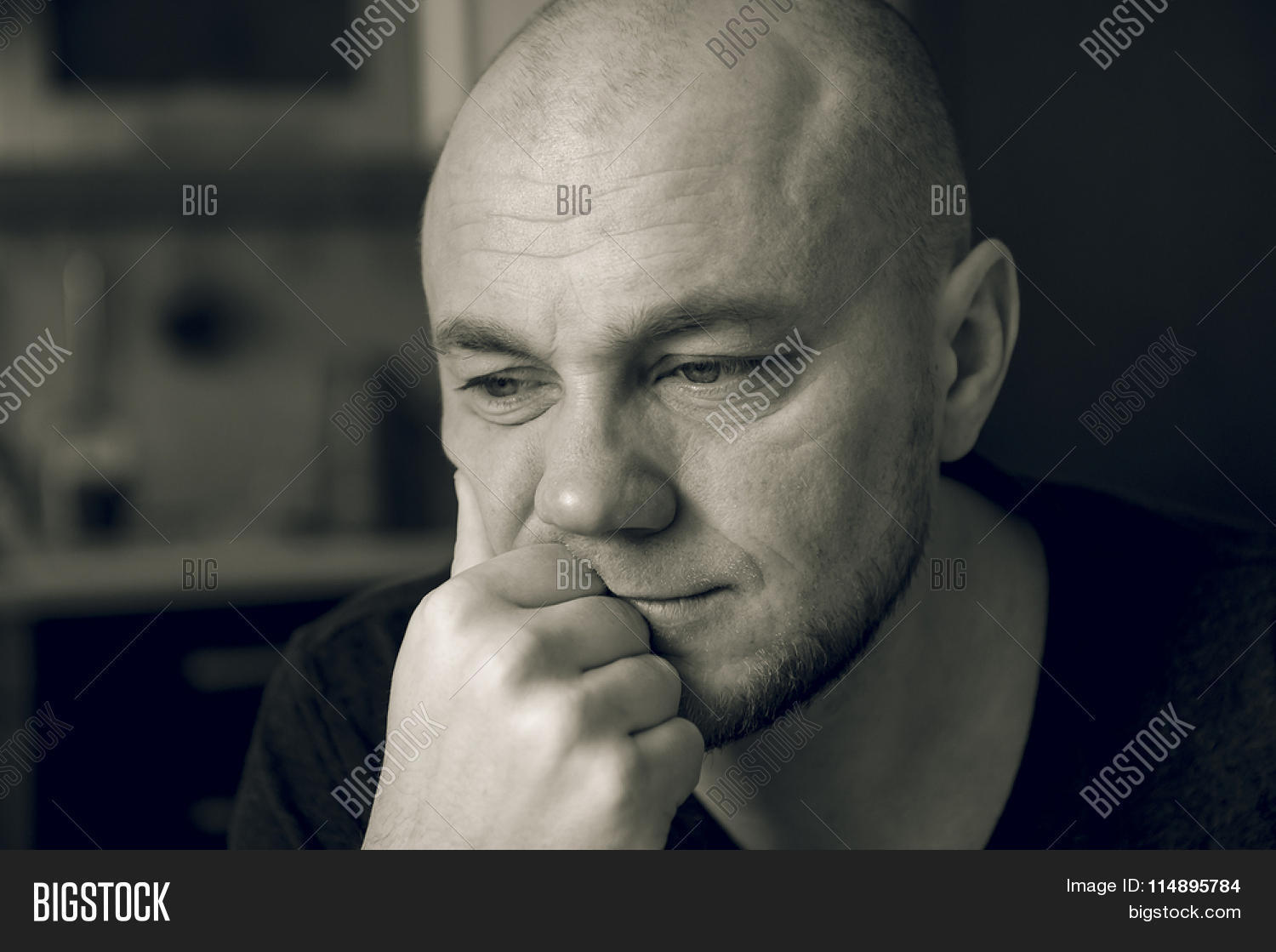Sad Man. Black White Image & Photo (Free Trial) | Bigstock