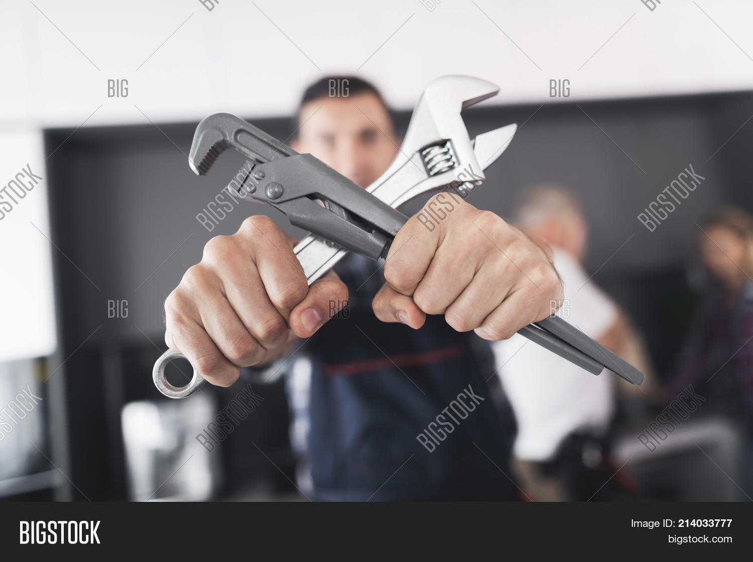 Plumber Posing Kitchen Image & Photo (Free Trial) | Bigstock
