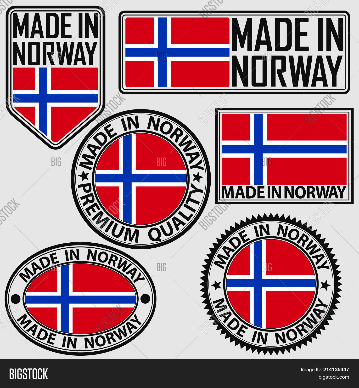 Made Norway Label Set Vector & Photo (Free Trial) | Bigstock