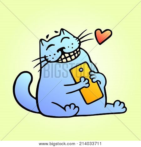 Cute Happy Blue Cat Vector & Photo (Free Trial) | Bigstock
