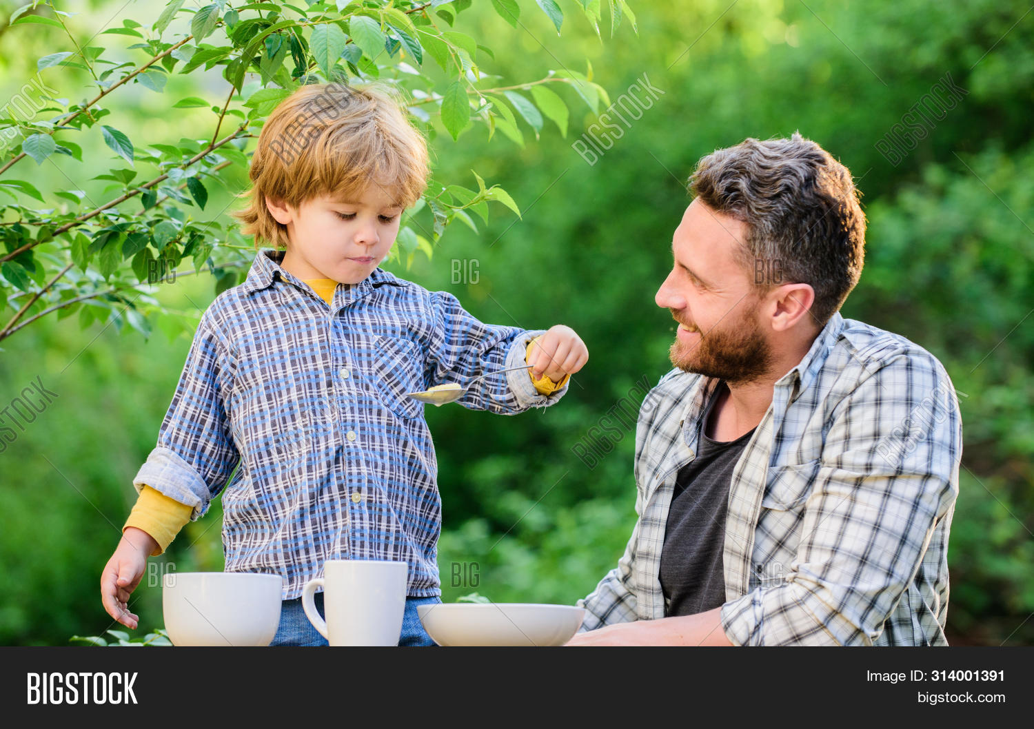 Little Boy Dad Eat. Image & Photo (Free Trial) | Bigstock