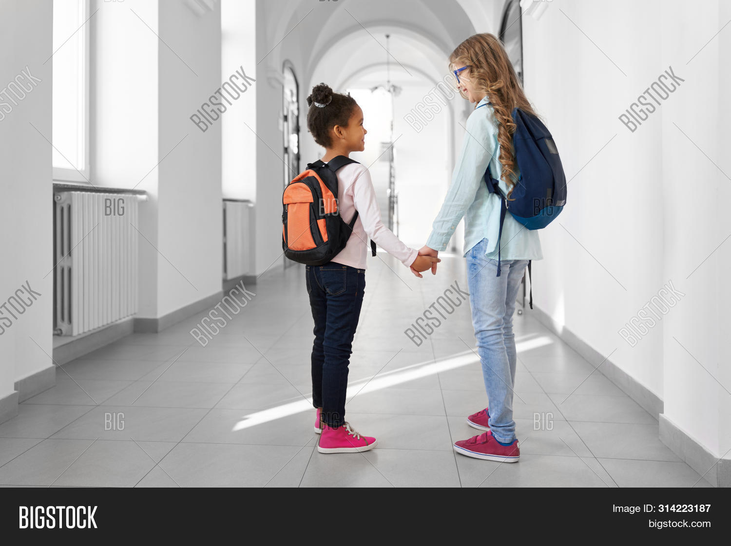 Back View Two School Image & Photo (Free Trial) | Bigstock