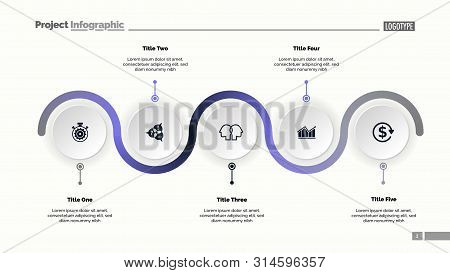 Five Step Process Chart Slide Template. Business Data. Progress ...