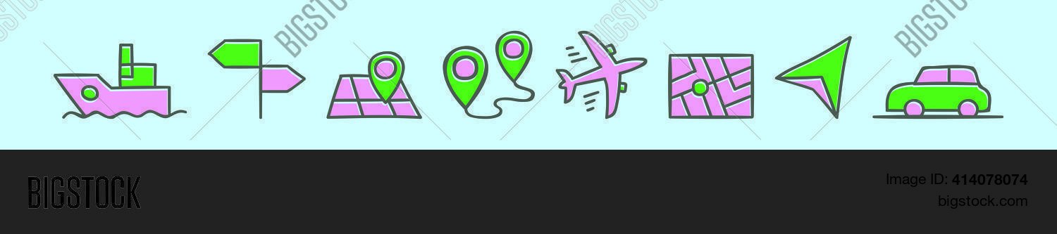 Set Map Cartoon Icon Vector & Photo (Free Trial) | Bigstock