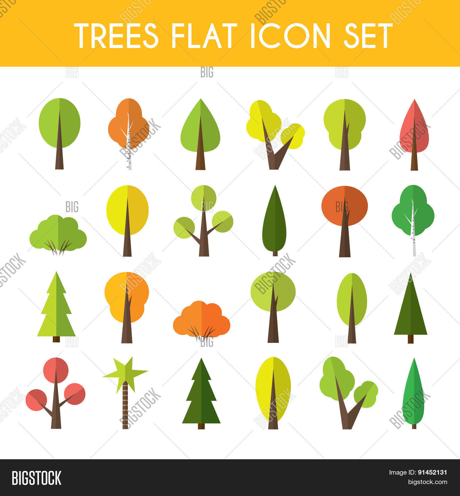 Tree Icon Set Vector & Photo (Free Trial) | Bigstock