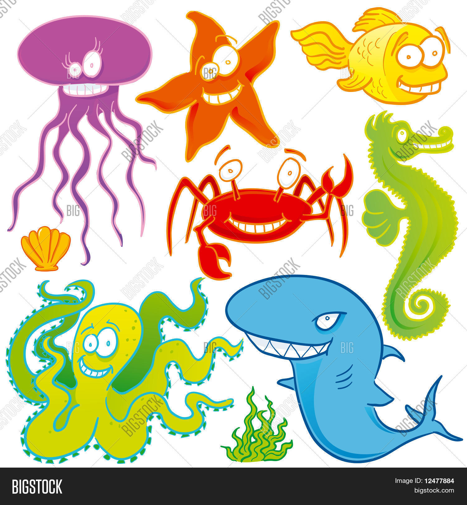 Sea Animals Set Vector & Photo (Free Trial) | Bigstock