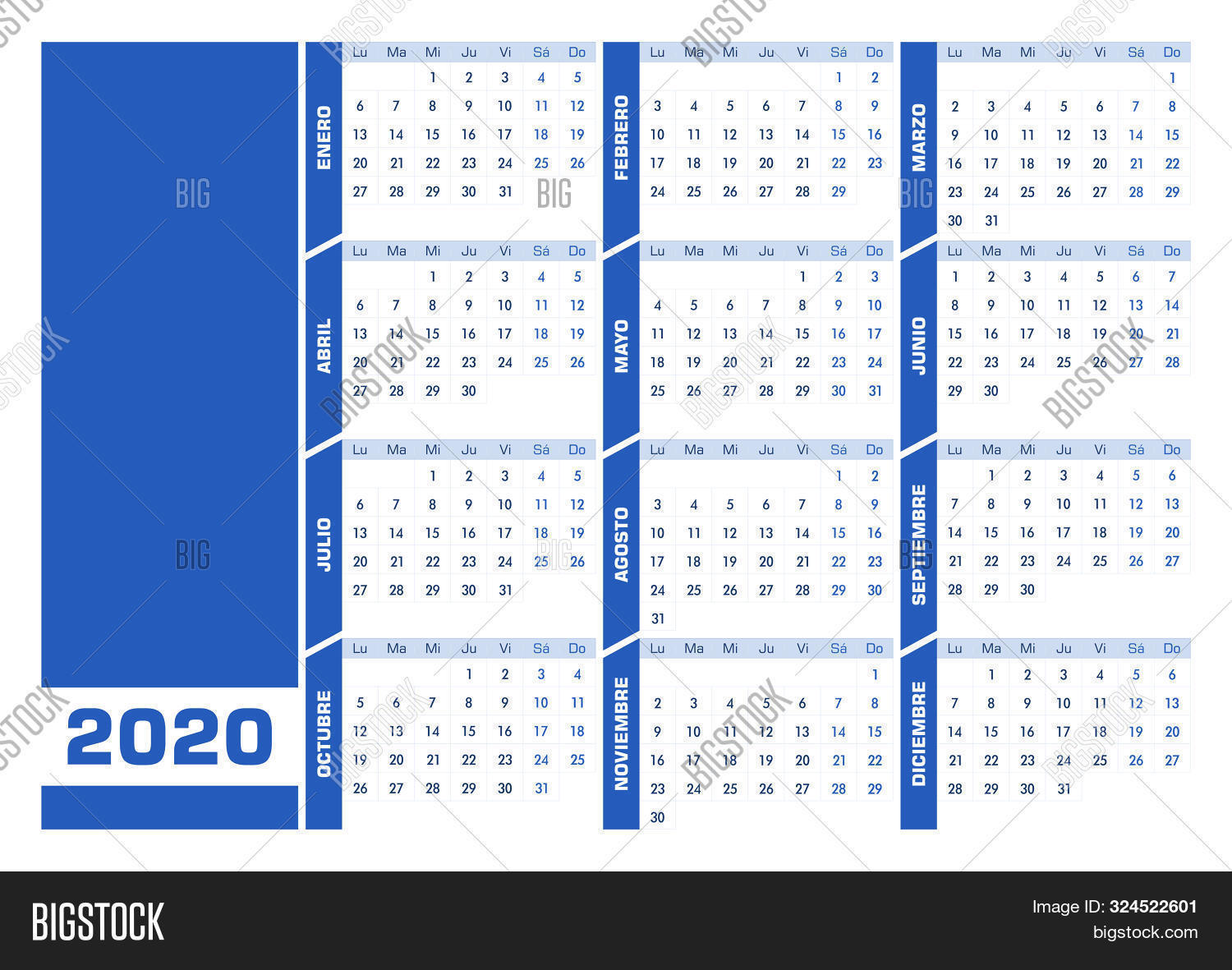 Blue 2020 Spanish Vector & Photo (Free Trial) | Bigstock