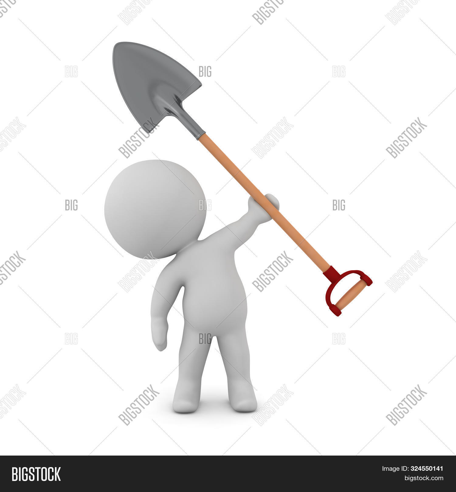 3D Character Shovel Image & Photo (Free Trial) | Bigstock