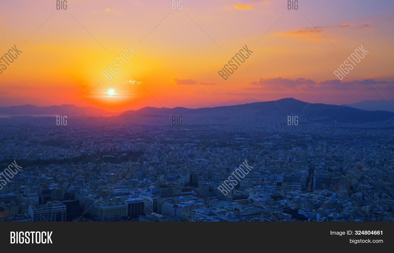 Panorama Athens Sunset Image & Photo (Free Trial) | Bigstock