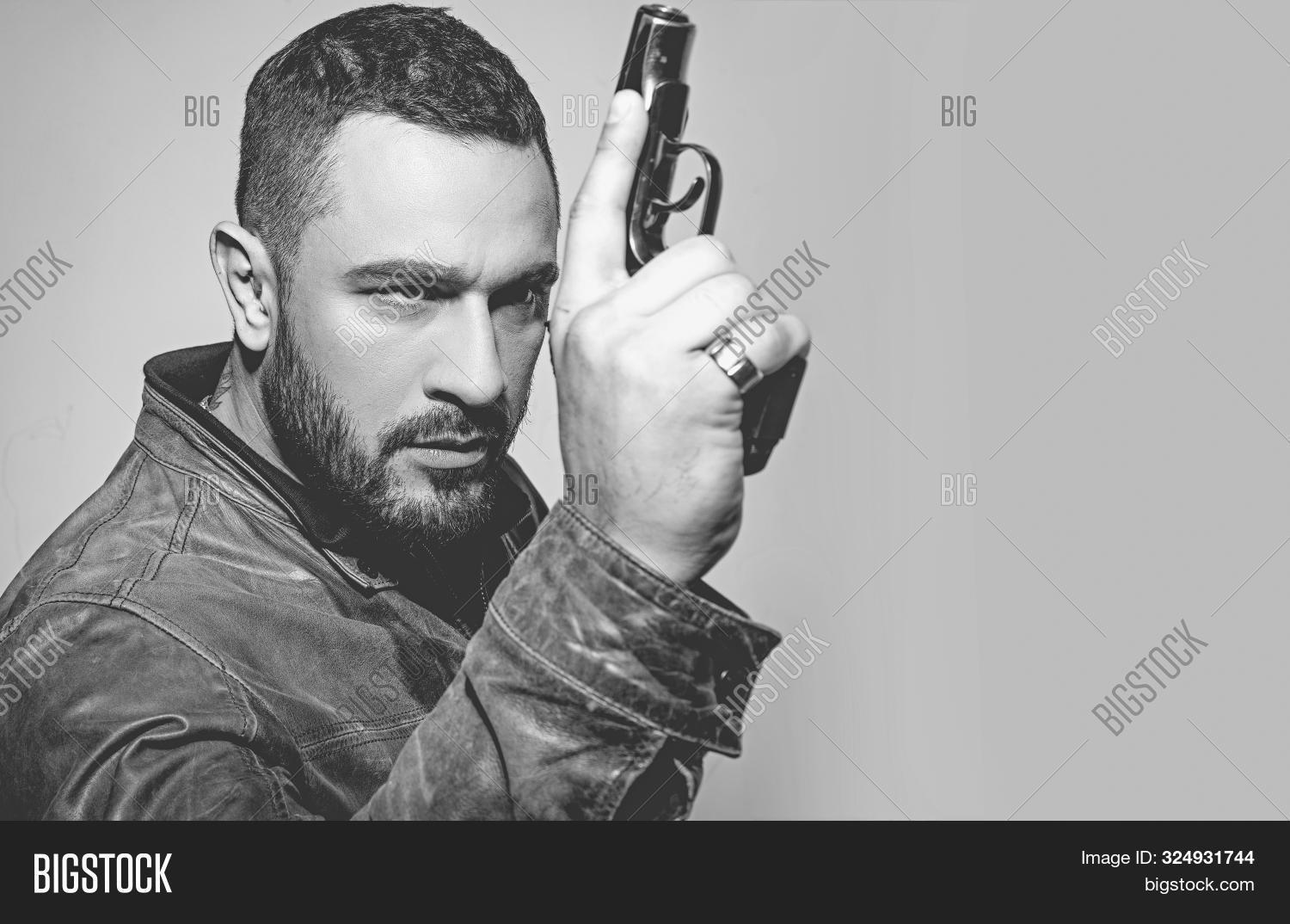 Serious Man Gun Ready Image & Photo (Free Trial) | Bigstock