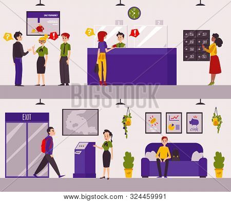 Flat Bank Office Vector & Photo (Free Trial) | Bigstock