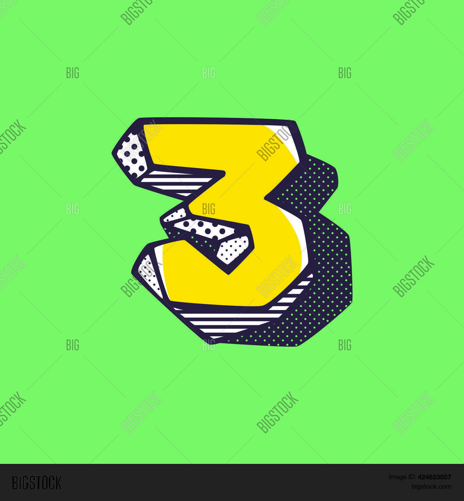 Retro 3d Number Three Vector & Photo (Free Trial) | Bigstock