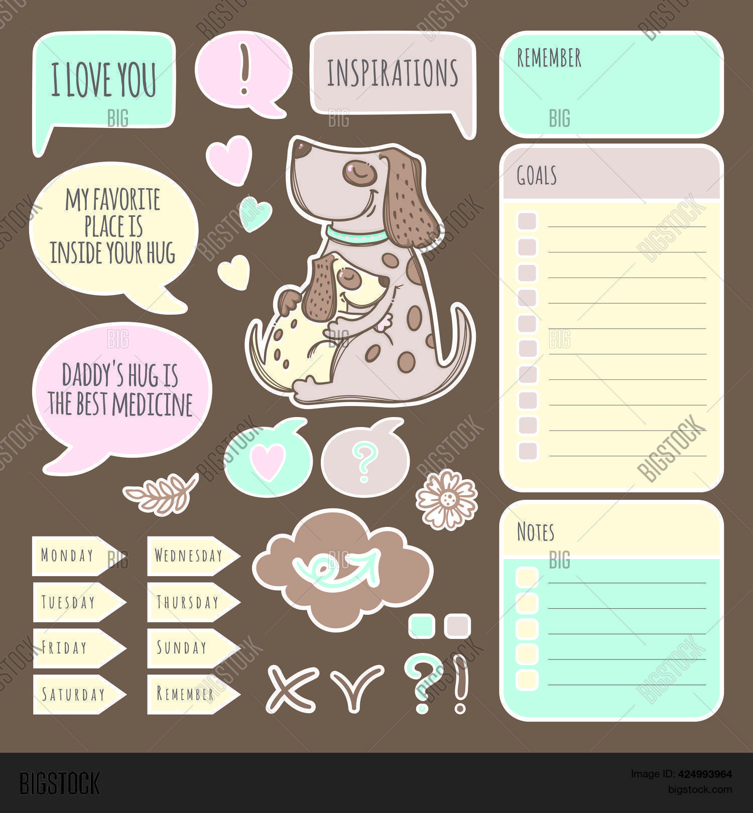 Planner Stickers Dogs Vector & Photo (Free Trial) | Bigstock