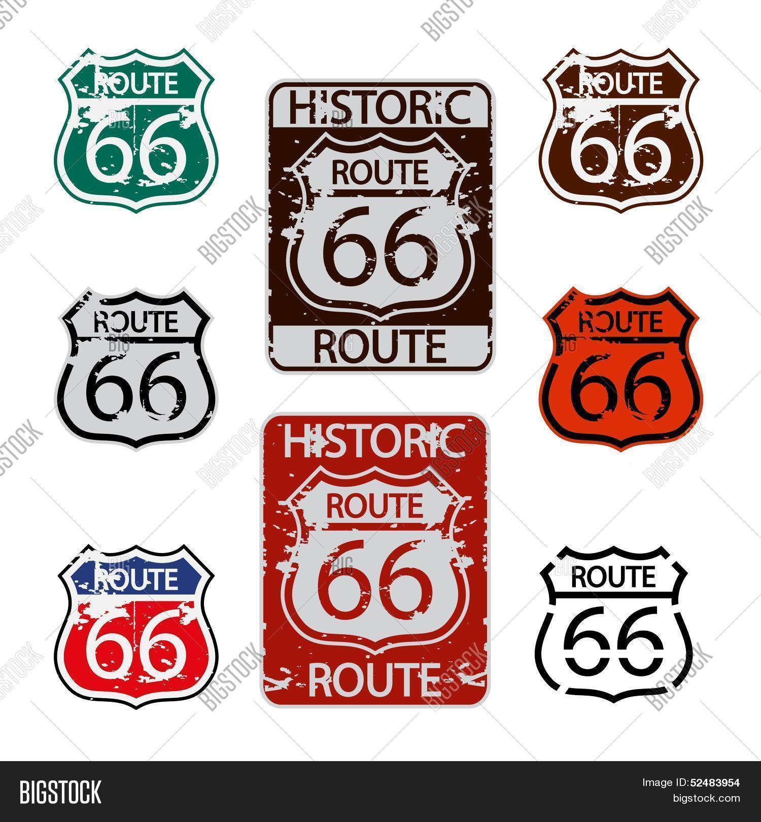 Route 66 Sign Set Vector & Photo (Free Trial) | Bigstock