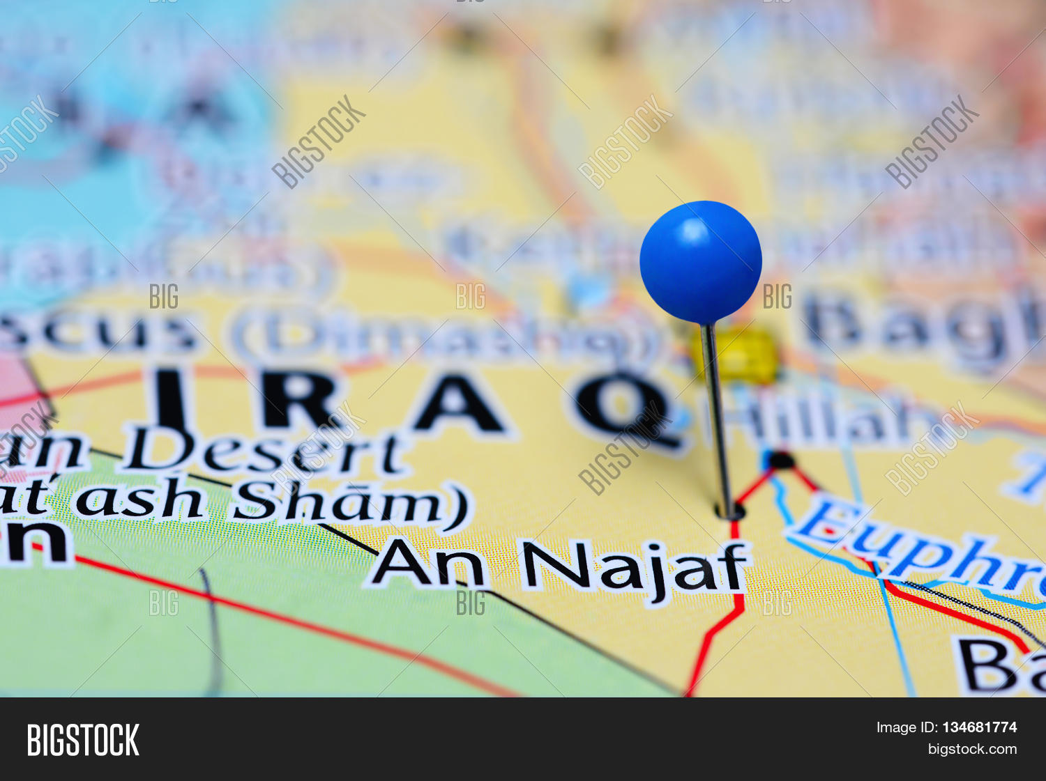 Najaf Pinned On Map Image & Photo (Free Trial) | Bigstock