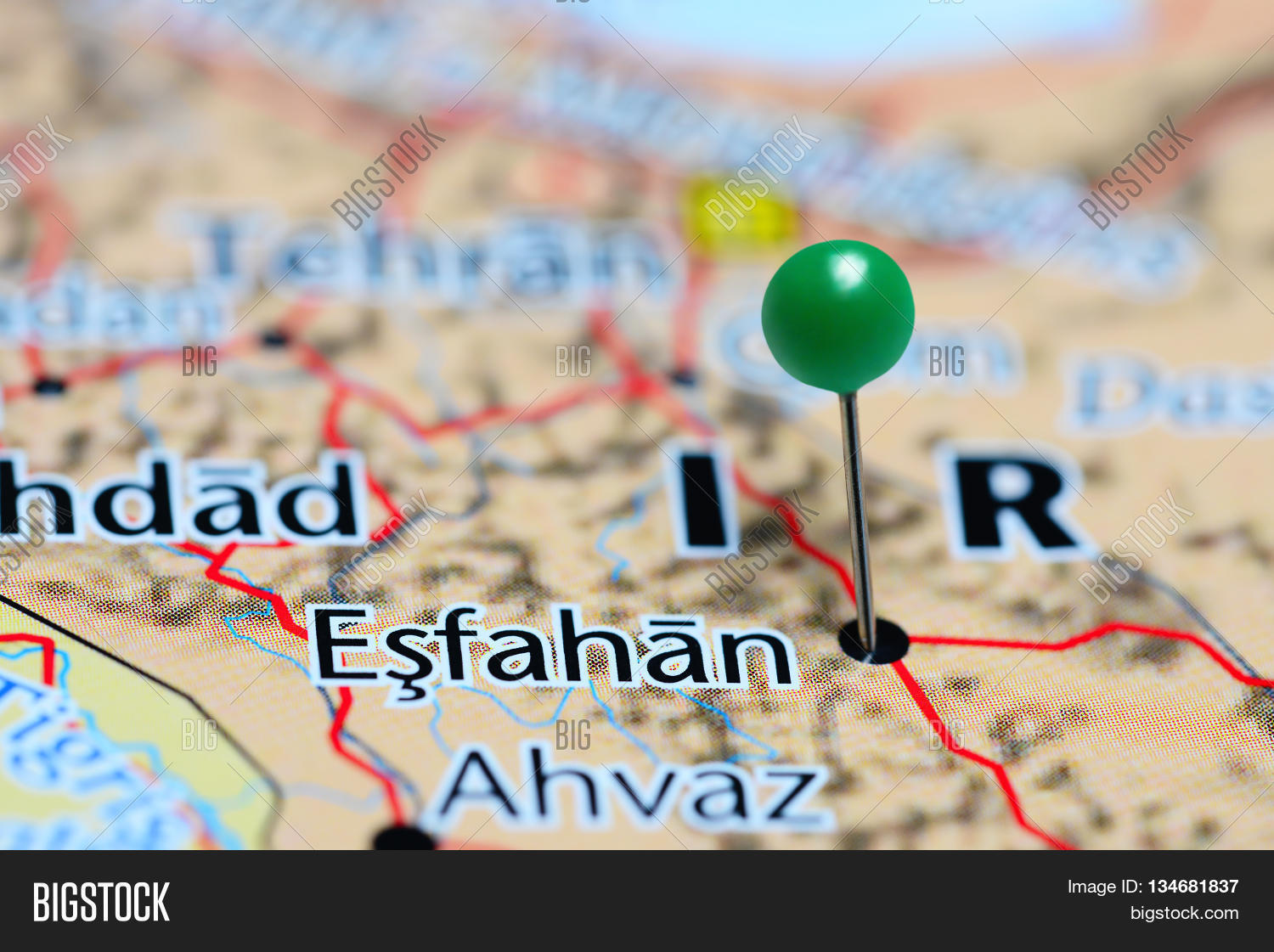 Esfahan Pinned On Map Image & Photo (Free Trial) | Bigstock