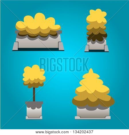 Set Bushes Hand-drawn Vector & Photo (Free Trial) | Bigstock