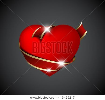 Red Heart Red Ribbon Vector & Photo (Free Trial) | Bigstock