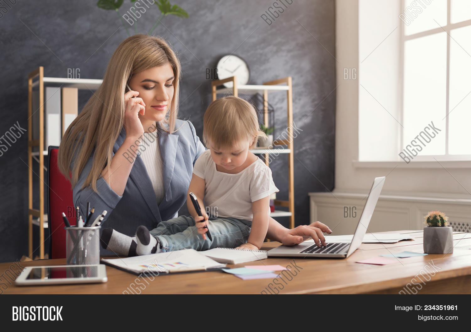 Happy Mother Working Image & Photo (Free Trial) | Bigstock