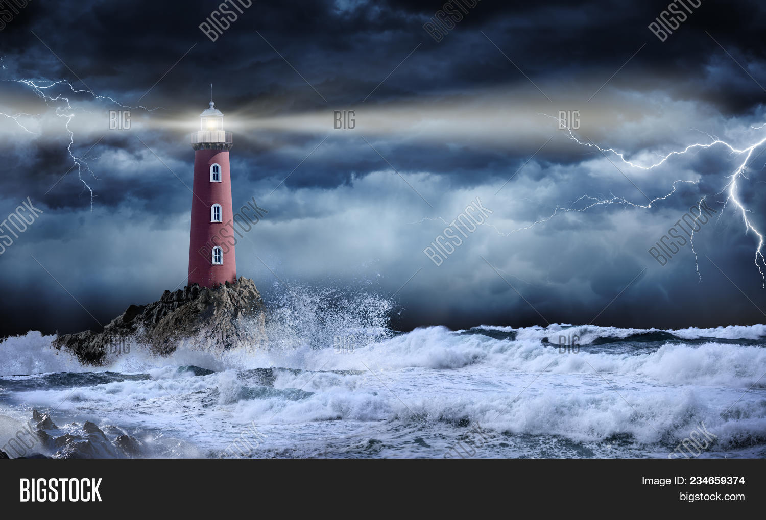 Lighthouse Stormy Image & Photo (Free Trial) | Bigstock