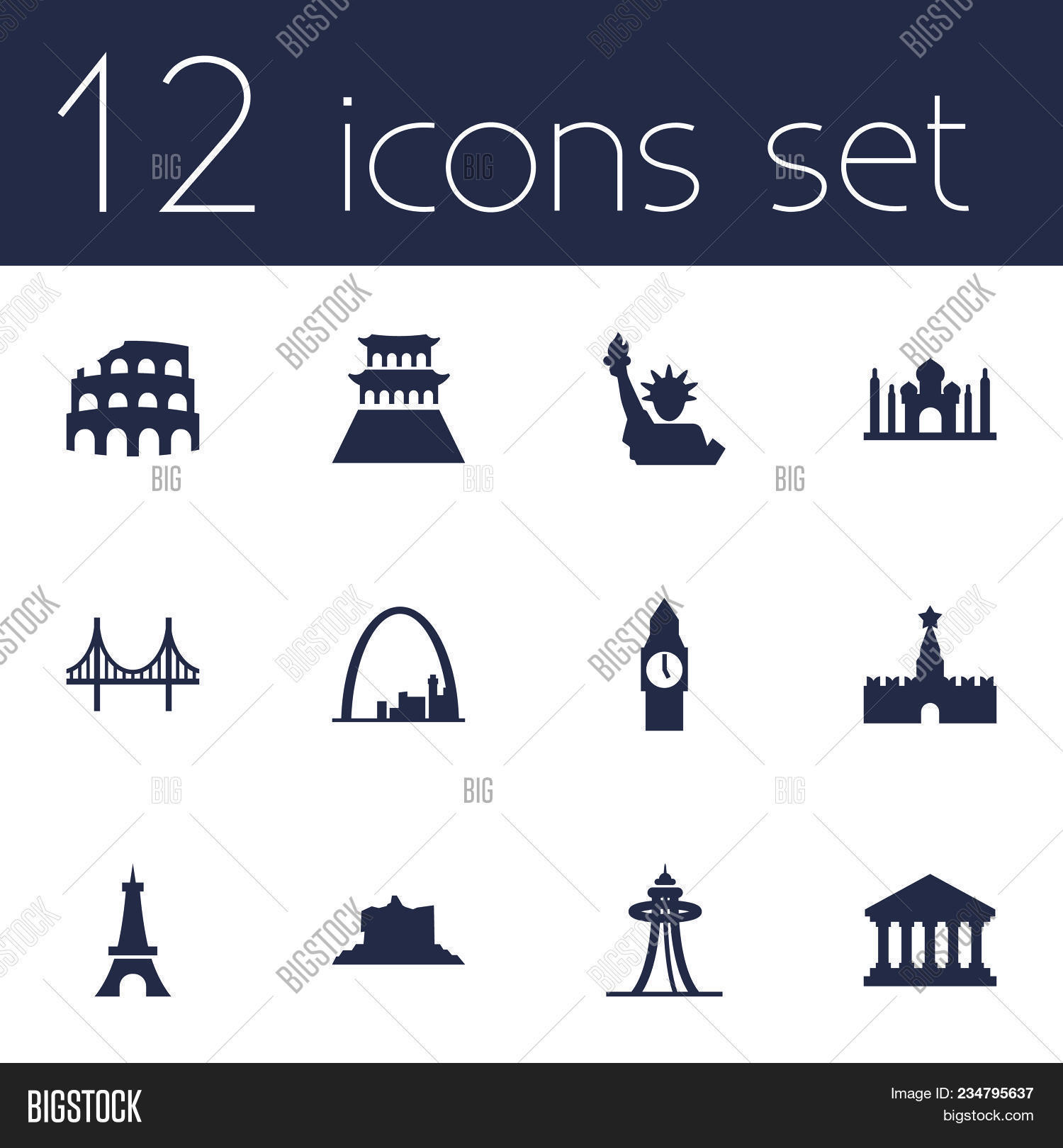 Set 12 Landmarks Icons Image & Photo (Free Trial) | Bigstock