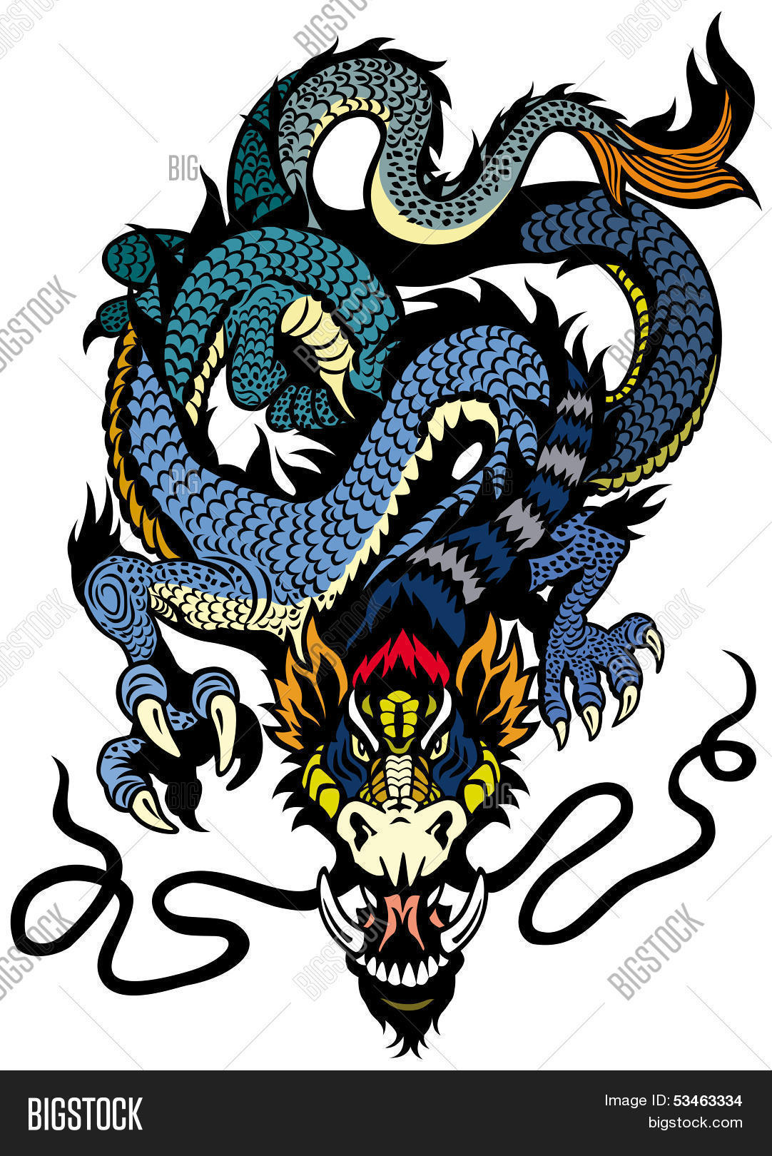 Blue Dragon Tattoo Vector & Photo (Free Trial) | Bigstock