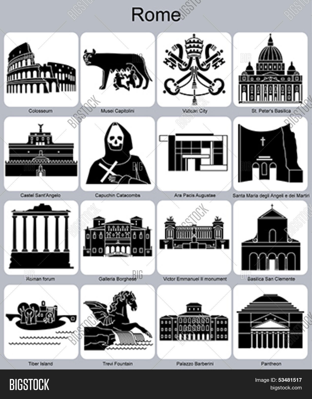 Landmarks Rome. Set Vector & Photo (Free Trial) | Bigstock