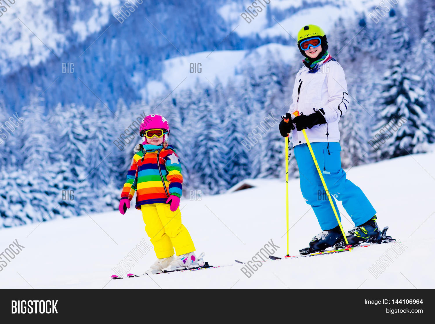 Boy Girl Skiing Image & Photo (Free Trial) | Bigstock