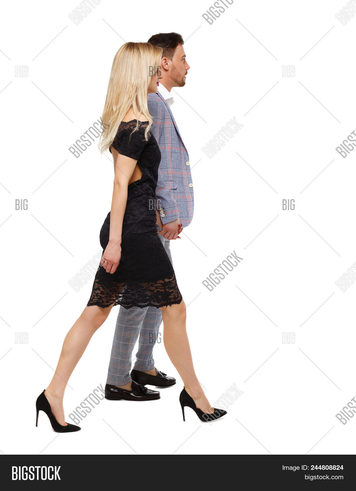 Business People Walking Side View